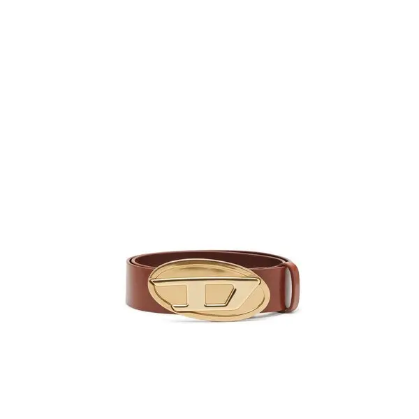 DIESEL® Leather Belt With Oval D Plaque
