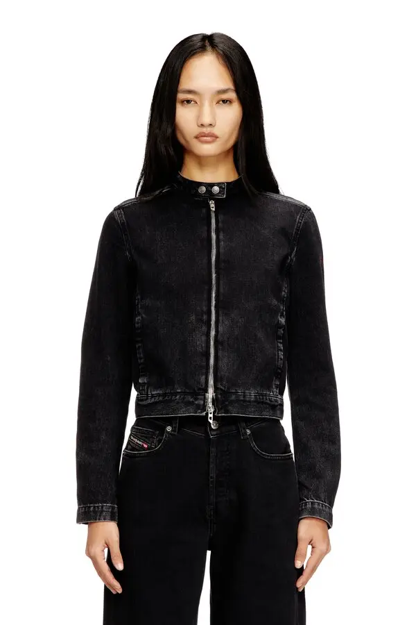 DIESEL® Moto Jacket In Clean-wash Denim - Black