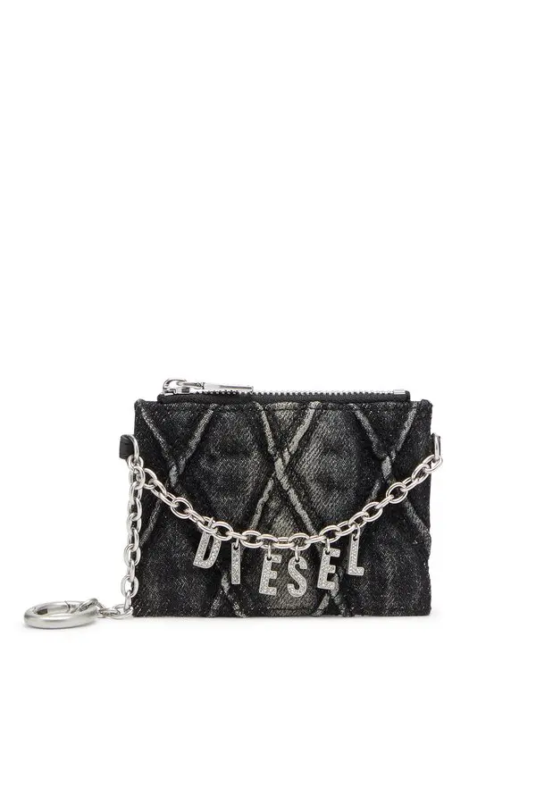 DIESEL® Card Holder With Chain And Zip Coin Pocket - Grey