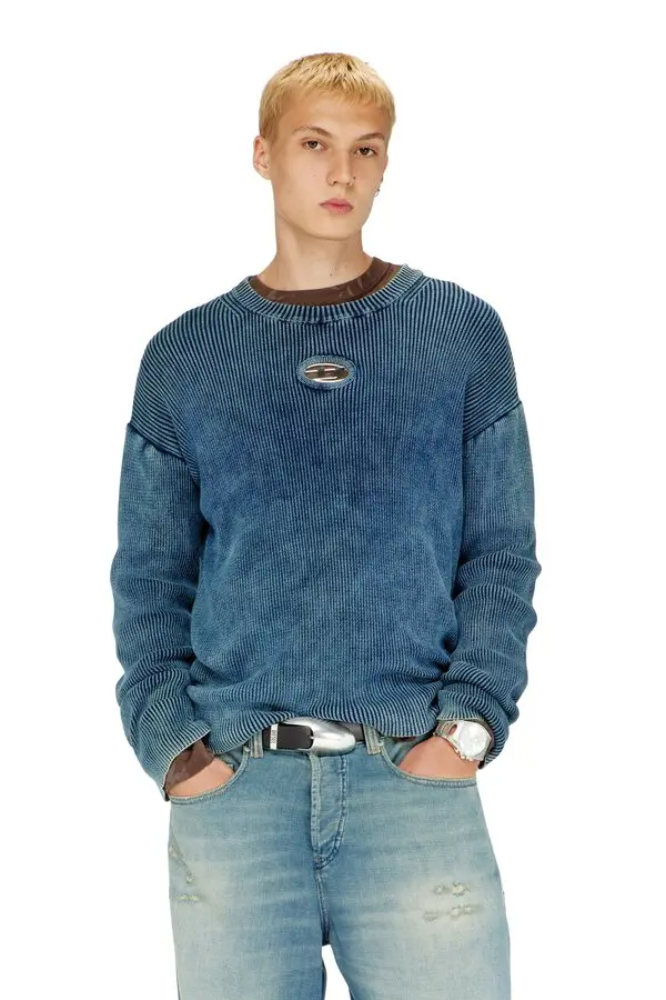 DIESEL® Cut-out Ribbed Jumper With Oval D Plaque