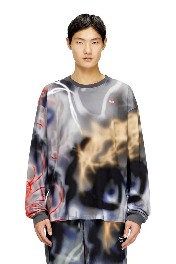 DIESEL® Long-sleeve Graffiti-print T-shirt