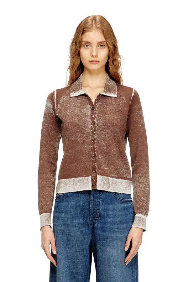 DIESEL® Cotton Cardigan With Distressed Reverse Print