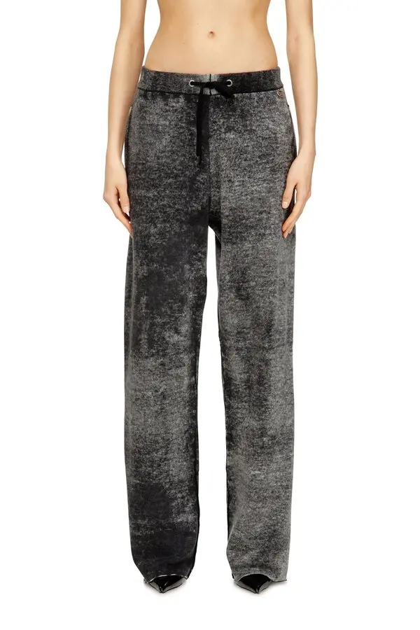 DIESEL® Reverse-print Knitted Wool Track Pants - Grey