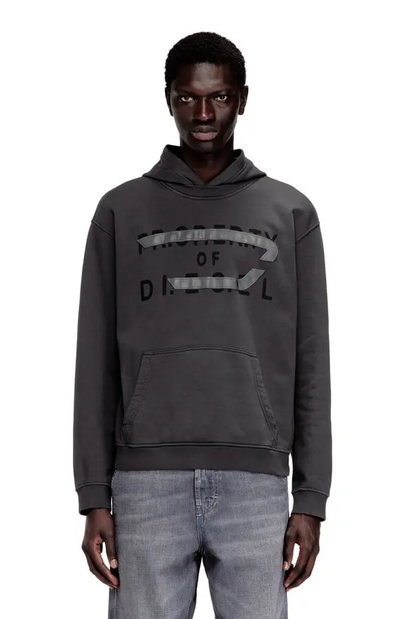 DIESEL® Cotton Hoodie With D Appliqu