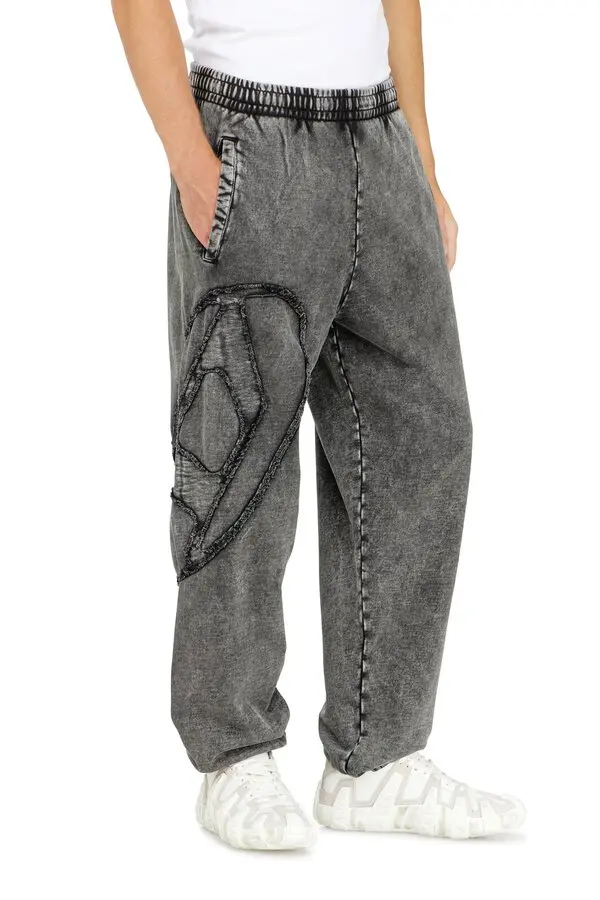 DIESEL® Organic Cotton Sweatpants With Oval D Patch - Grey
