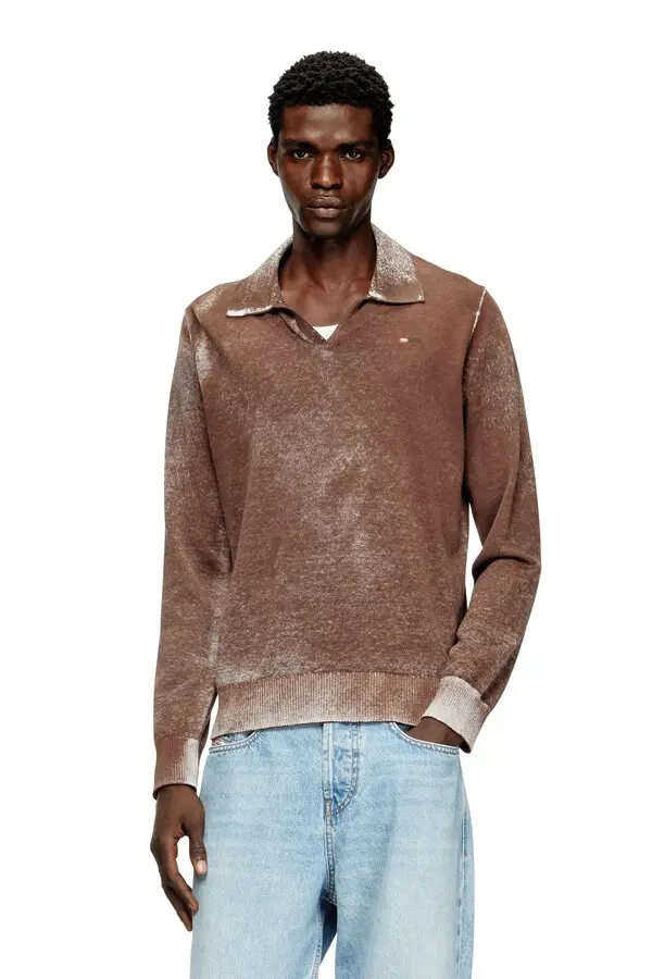 DIESEL® Polo Jumper With Faded Reverse Print