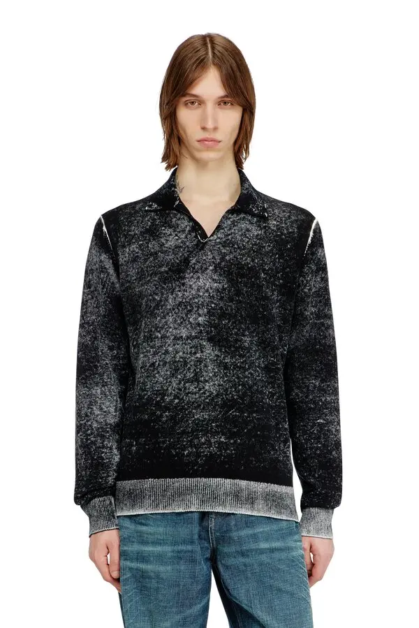 DIESEL® Polo Jumper With Faded Reverse Print - Multicolor
