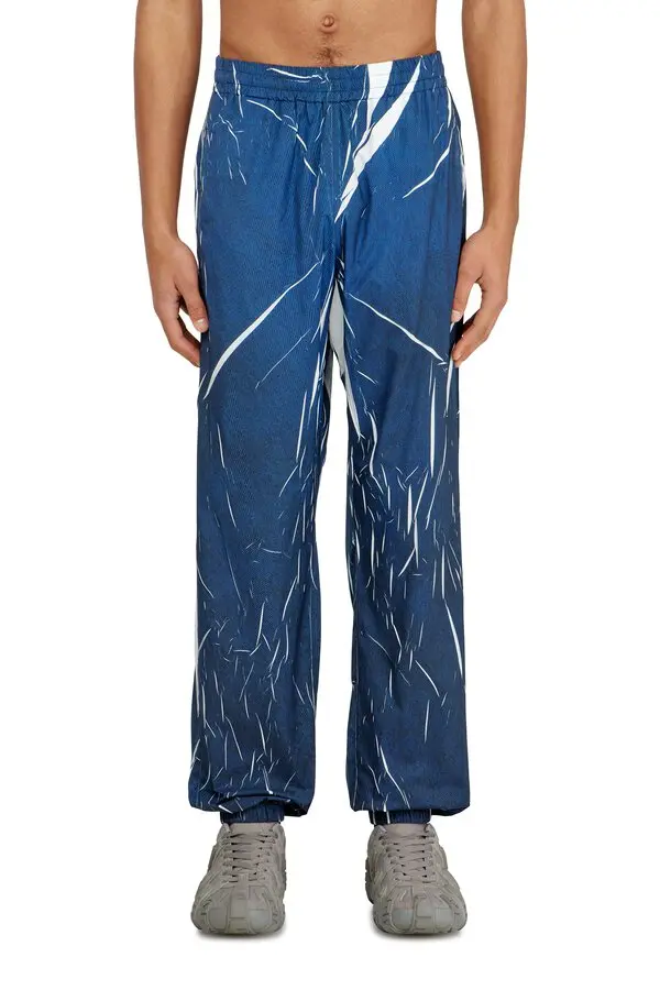 DIESEL® Light Track Pants With Denim-effect Print - Blue