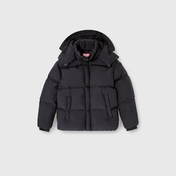 DIESEL® Quilted Down Jacket With Viraloff® Taslan Fabric - Grey