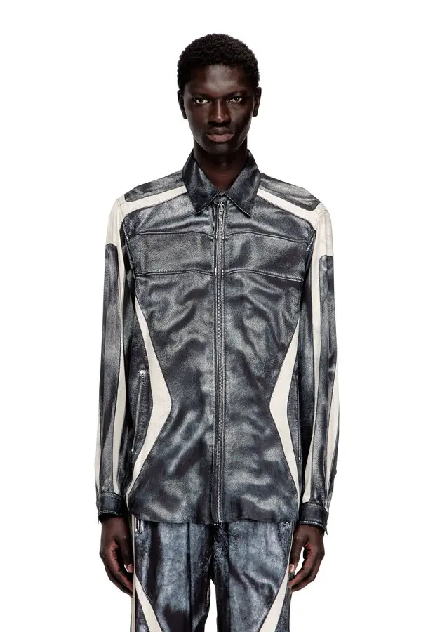 DIESEL® Printed Viscose Shirt With Zip Closure