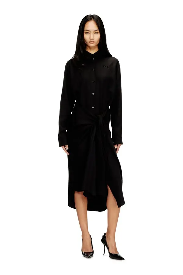DIESEL® Midi Shirt Dress With Twisted Detail - Black