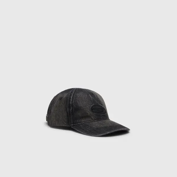 DIESEL® Baseball Cap With Distressed Details And Embroidered Logo - Black