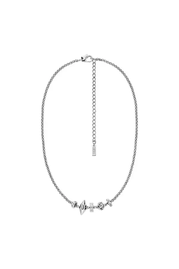 DIESEL® Stainless Steel Charm Necklace - Silver