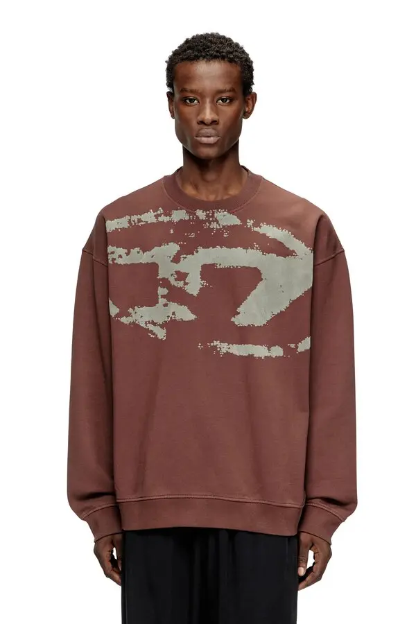 DIESEL® Cotton Sweatshirt With Flocked Oval D Logo
