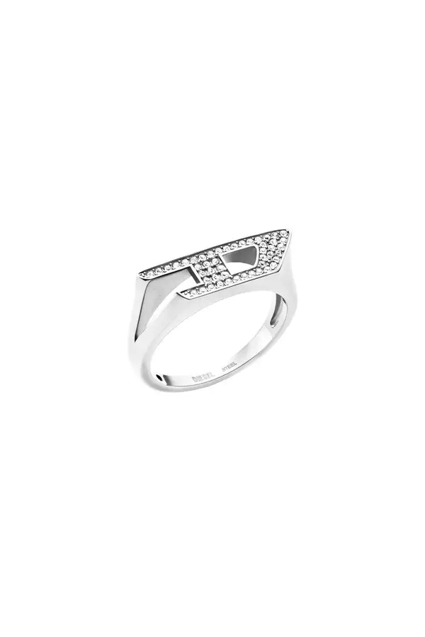 DIESEL® Stainless Steel Glitz Signet Ring - Silver