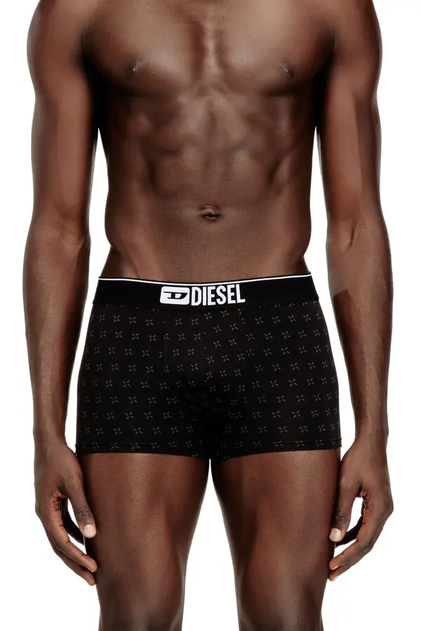DIESEL® Three-pack Of Jacquard Stretch Cotton Boxer Briefs - Black