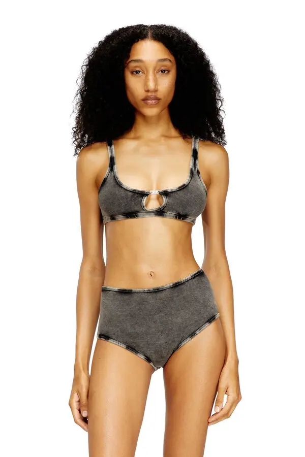 DIESEL® Bralette Cotton Rib With Jewel Oval D - Grey