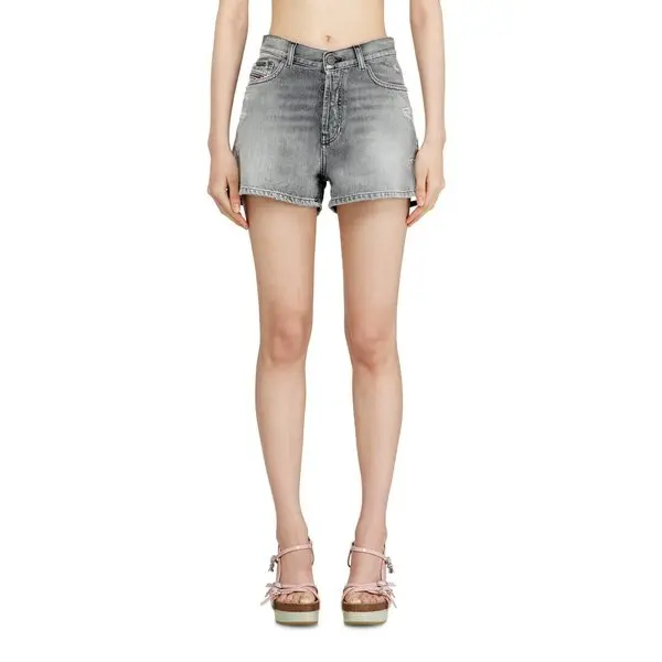 DIESEL® Denim Shorts With Frayed Hems - Washed Black
