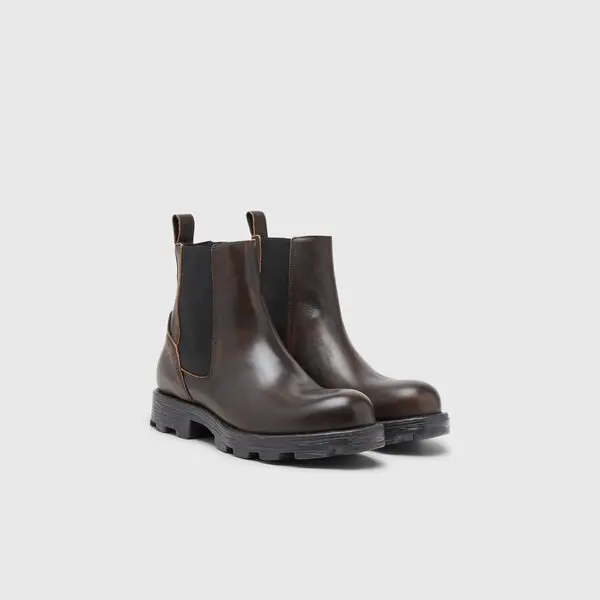 DIESEL® D-hammer Chelsea Boots In Brushed Leather - Brown