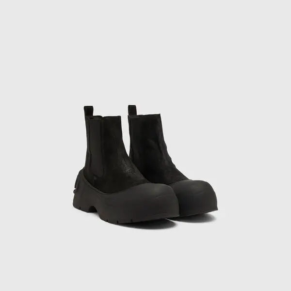 DIESEL® D-donald Chelsea Boots In Waxed Suede - Black
