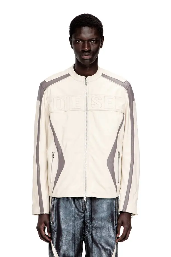 DIESEL® Color-block Leather Biker Jacket
