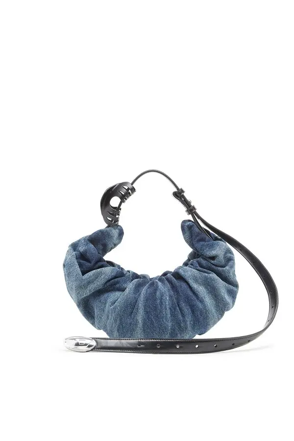 DIESEL® Grab-d" Scrunched Denim Hobo Bag - Blue