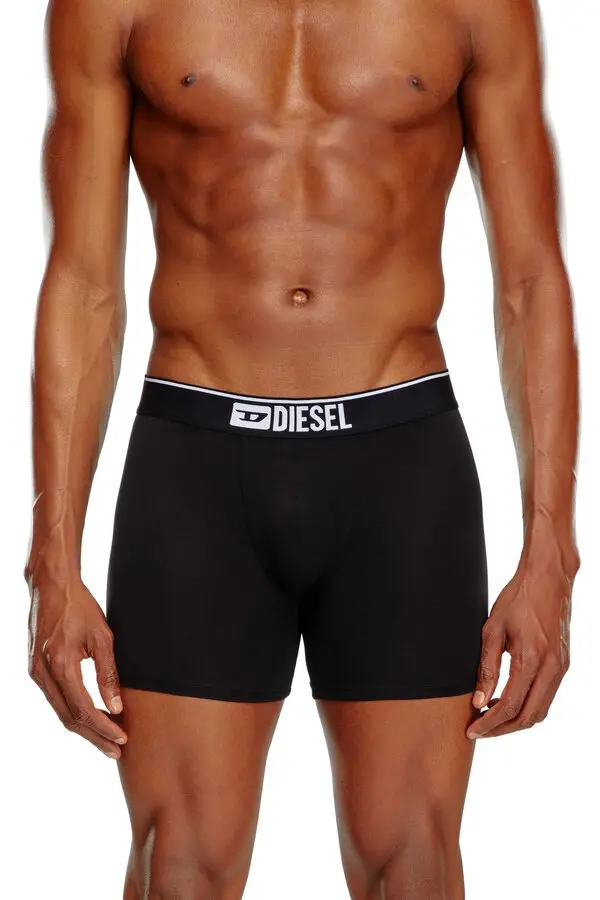 DIESEL® Three-pack Of Plain Long Boxer Briefs - Black