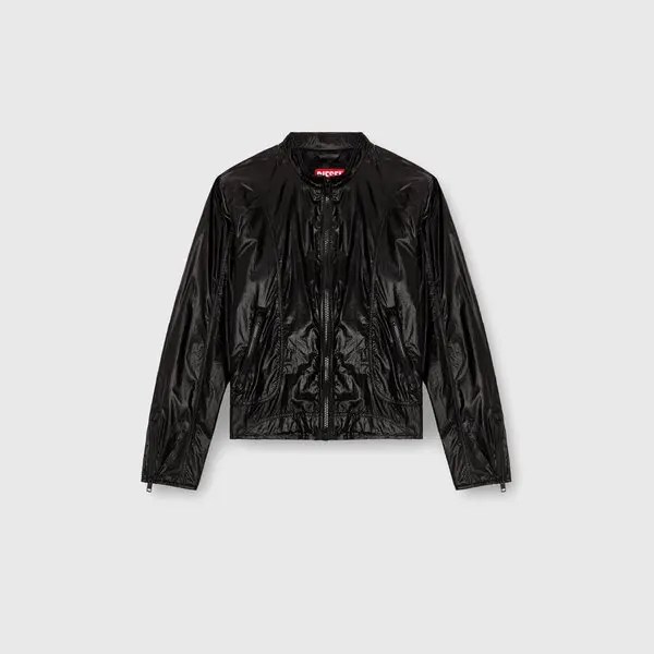 DIESEL® Shiny Ripstop Biker Jacket - Black