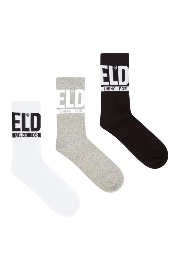 DIESEL® Three-pack Of Logo Cuff Socks - Multicolor