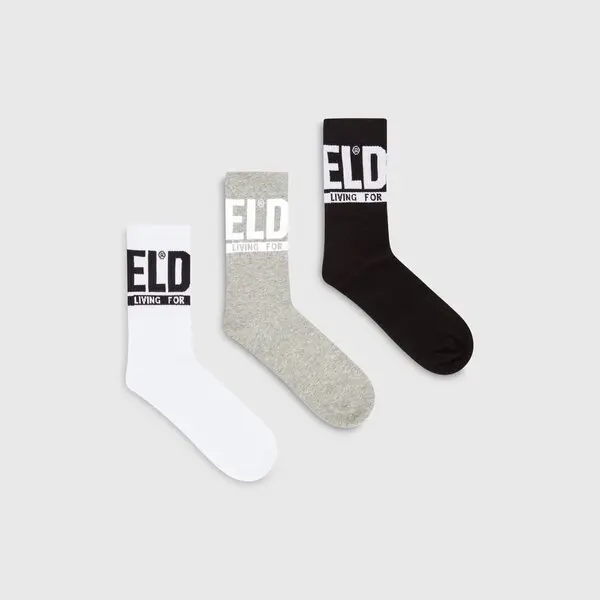 DIESEL® Three-pack Logo Cuff Socks - Multicolor