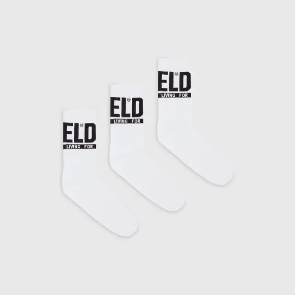 DIESEL® Three-pack Logo Cuff Socks - Black