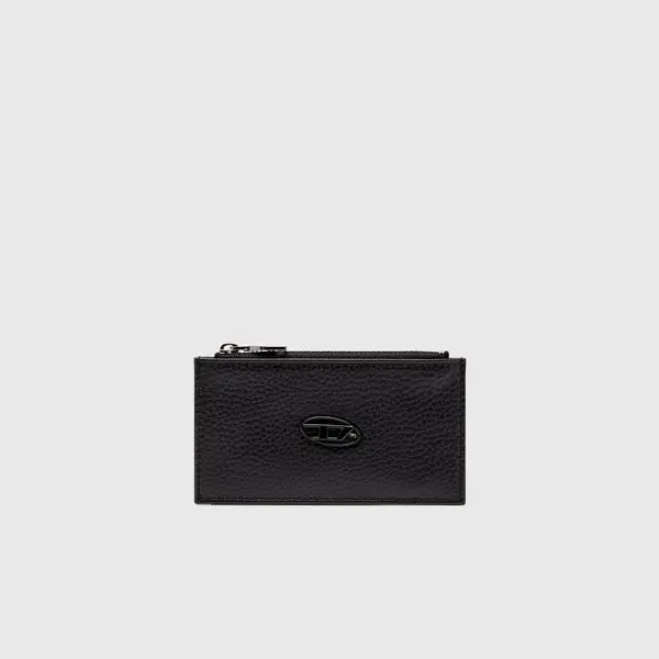 DIESEL® Flat Card Holder In Grainy Leather - Black