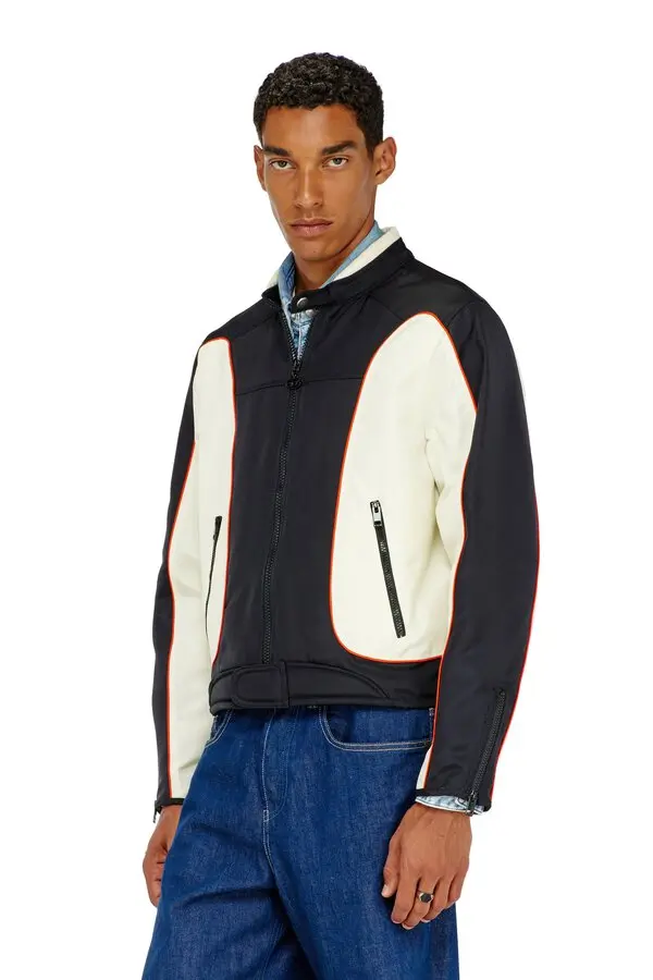 DIESEL® Color-blocked Biker Jacket With Piping - Multicolor