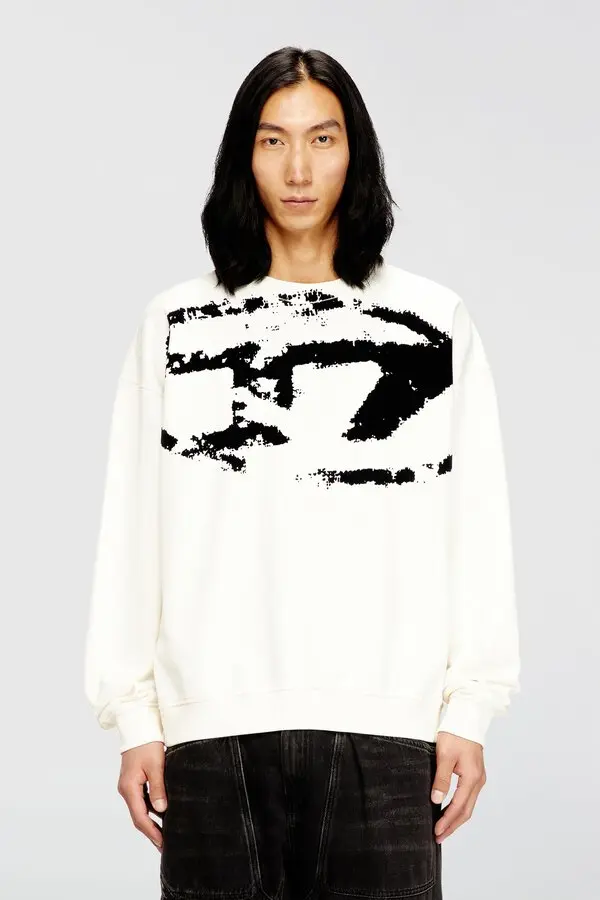 DIESEL® Distressed Flocked Logo Sweatshirt - Multicolor