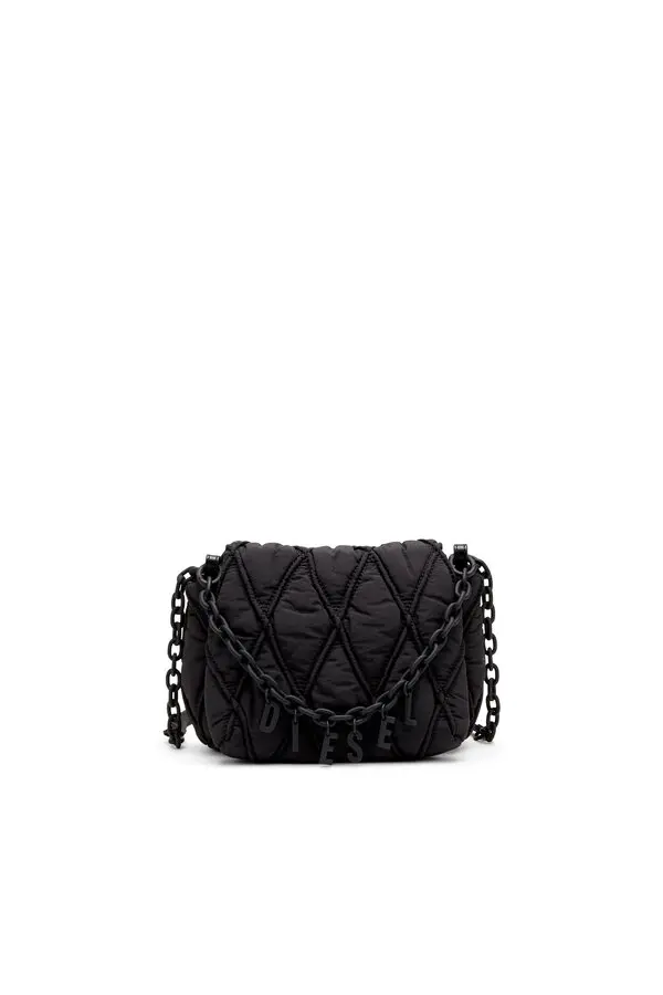 DIESEL® Quilted Nylon Shoulder Bag With Convertible Chain Charm