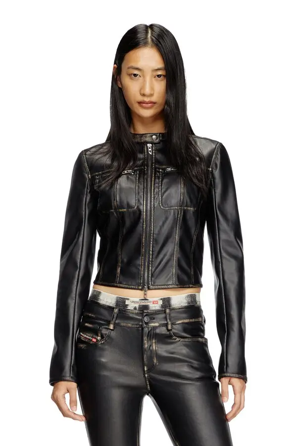 DIESEL® Cropped Distressed Biker Jacket