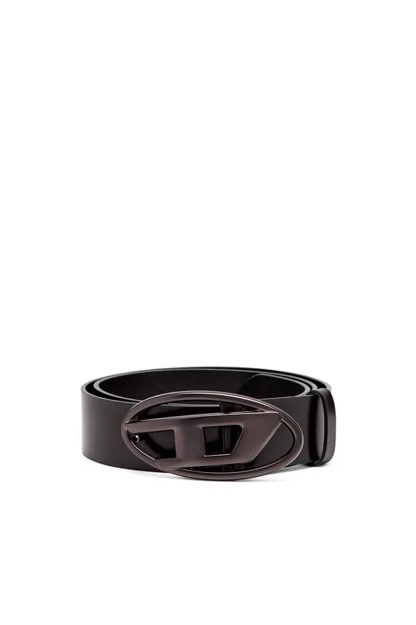 DIESEL® Leather Belt With Oval D Buckle - Black