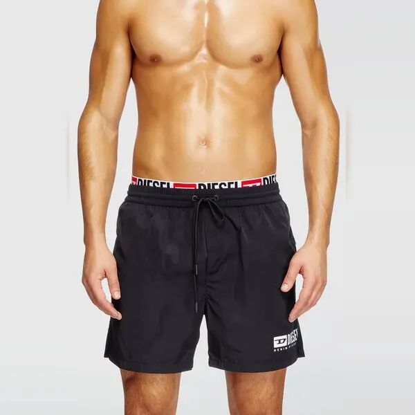 DIESEL® Mid-length Swim Shorts With Logo Print