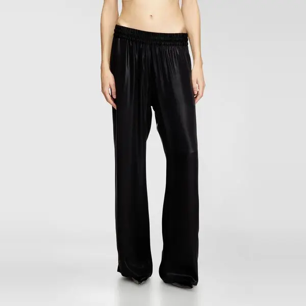 DIESEL® Satin Track Pants With Metallic Detail - Black