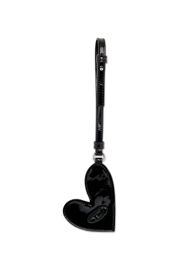 DIESEL® Heart Mirror Charm With Glossy Finish And Logo Hardware - Black