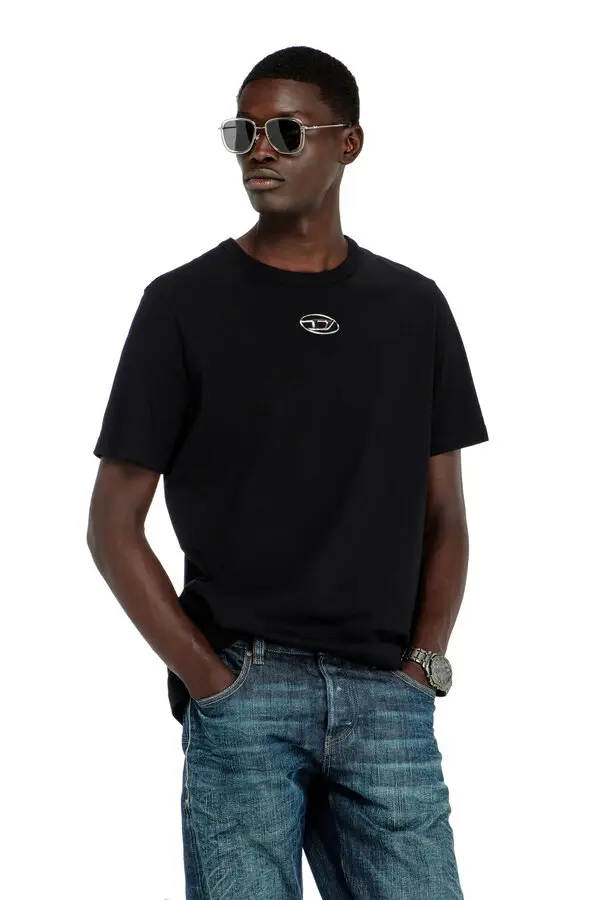DIESEL® T-shirt With Metallic Oval D