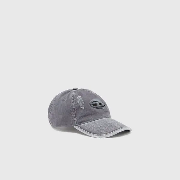 DIESEL® Baseball Cap With Distressed Denim - Grey