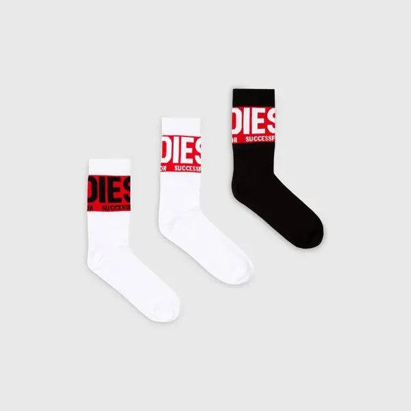 DIESEL® Three-pack Crew Socks With Logo Cuffs - Multicolor