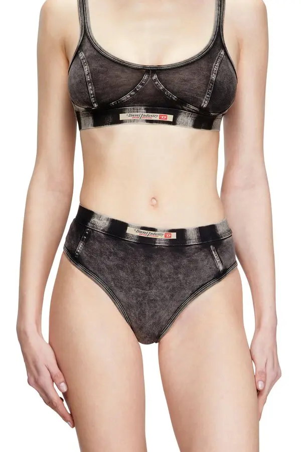 DIESEL® Hipster Briefs In Denim-effect Jersey - Black