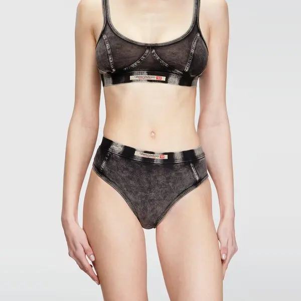 DIESEL® Hipster Briefs In Denim-effect Jersey - Black