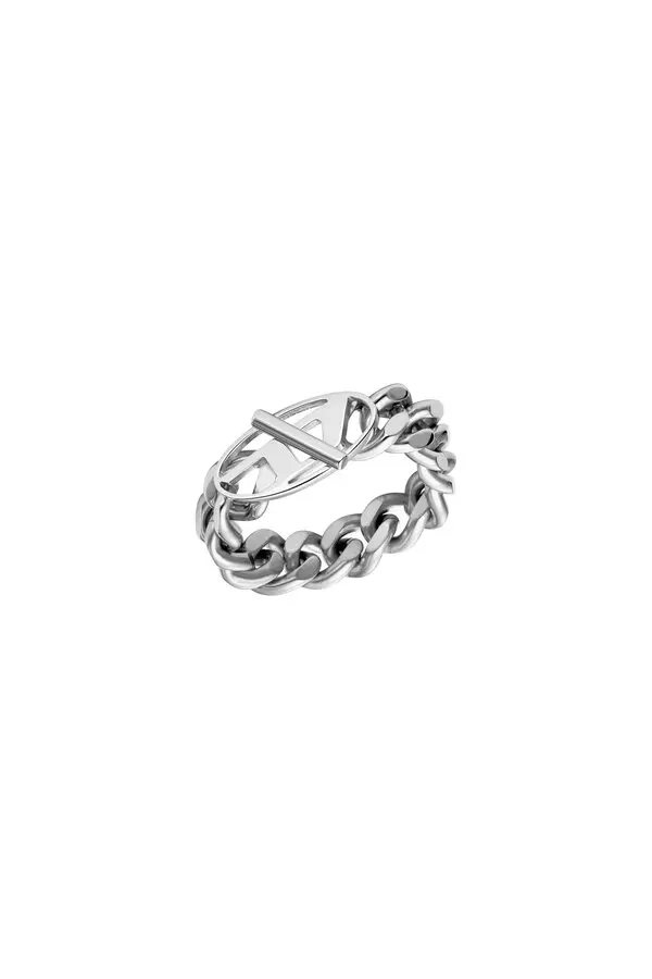 DIESEL® Stainless Steel Soft Chain Ring - Silver