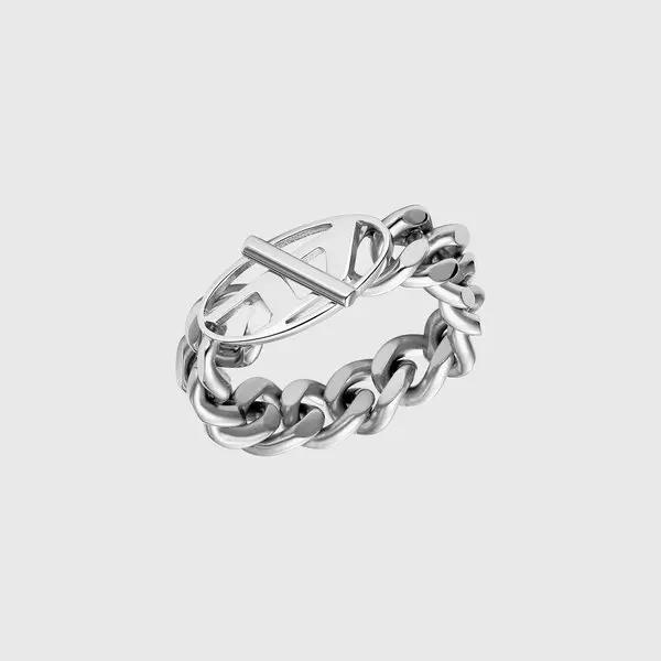 DIESEL® Stainless Steel Soft Chain Ring - Silver