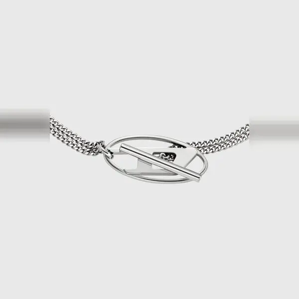 DIESEL® Stainless Steel Chain Necklace With Toggle Closure - Silver