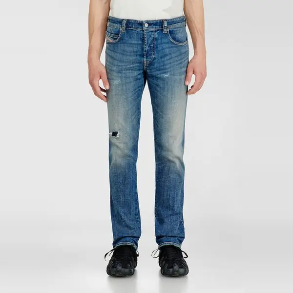 DIESEL® Slim Fit Button Fly Jeans With Distressed Details - Blue
