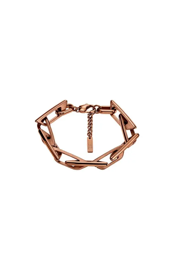DIESEL® Stainless Steel Link Chain Bracelet With Lobster Clasp - Brown